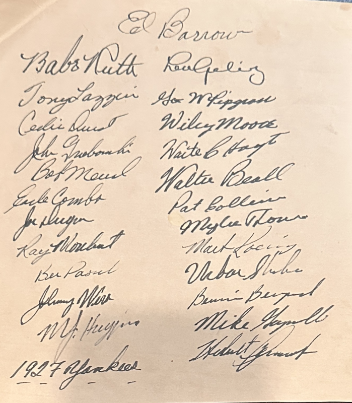 RARE 1927 Yankees Autographed PAGE! RUTH GEHRIG